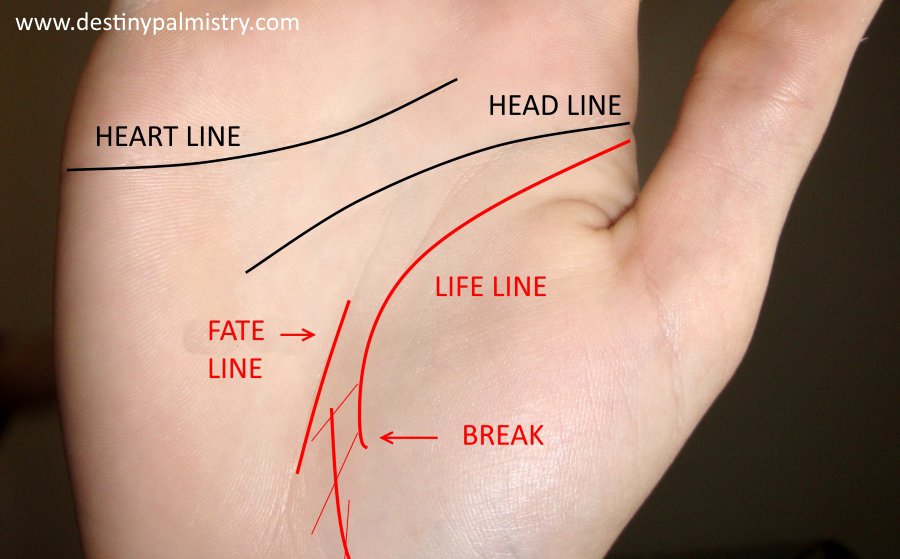 Broken Life Line Meaning In Palm Reading Destiny Palmistry